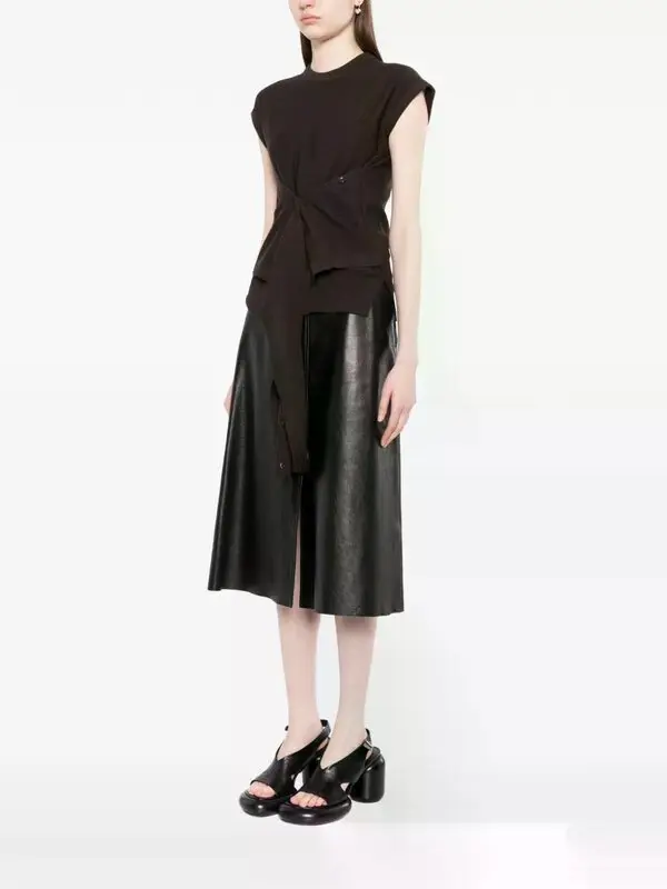 LEMAIRE Sleeveless Buttoned Top In Merino Blend - Brown