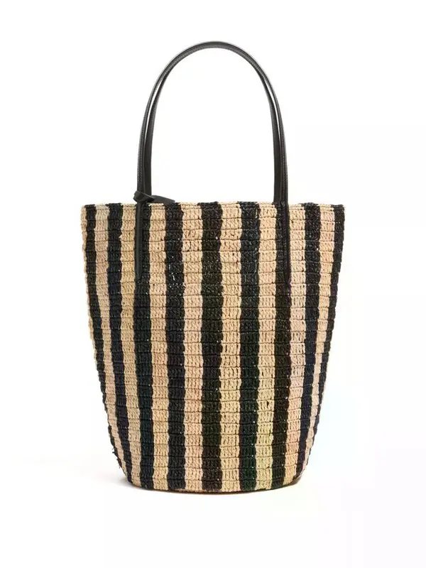 Valentino Garavani Striped Raffia Shopper - Neutrals