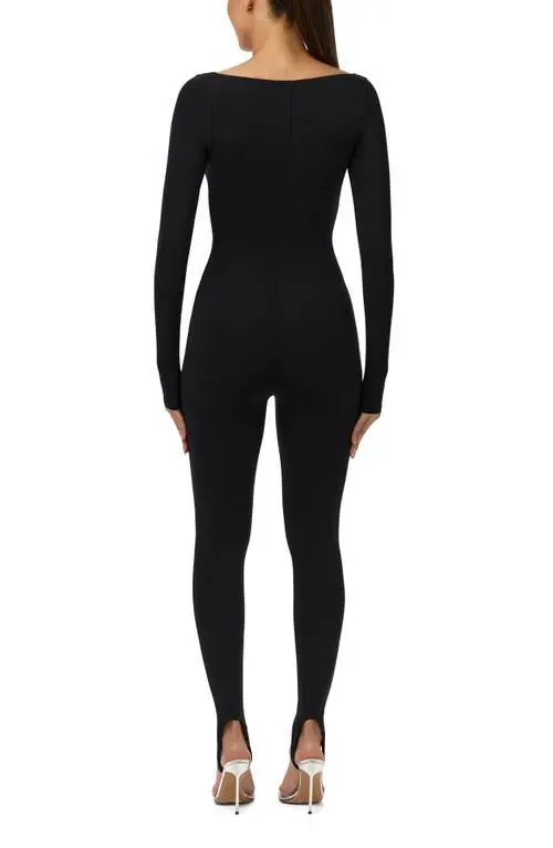 Naked Wardrobe Scoop Neck Stirrup Jumpsuit - Black