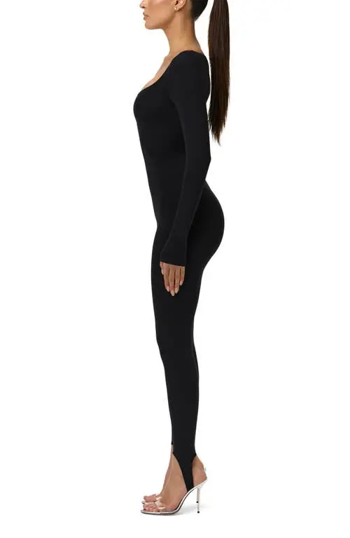 Naked Wardrobe Scoop Neck Stirrup Jumpsuit - Black