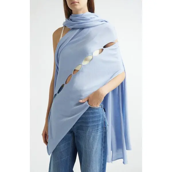 EMILY DAWN LONG River Wool Shawl - Baby Blue