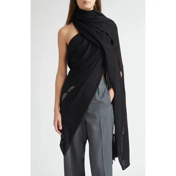 EMILY DAWN LONG River Wool Shawl - Black