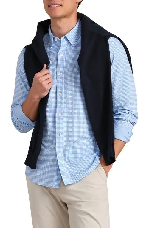 RHONE Commuter Slim Fit Gingham Check Performance Button-up Shirt - Light Blue Gingham