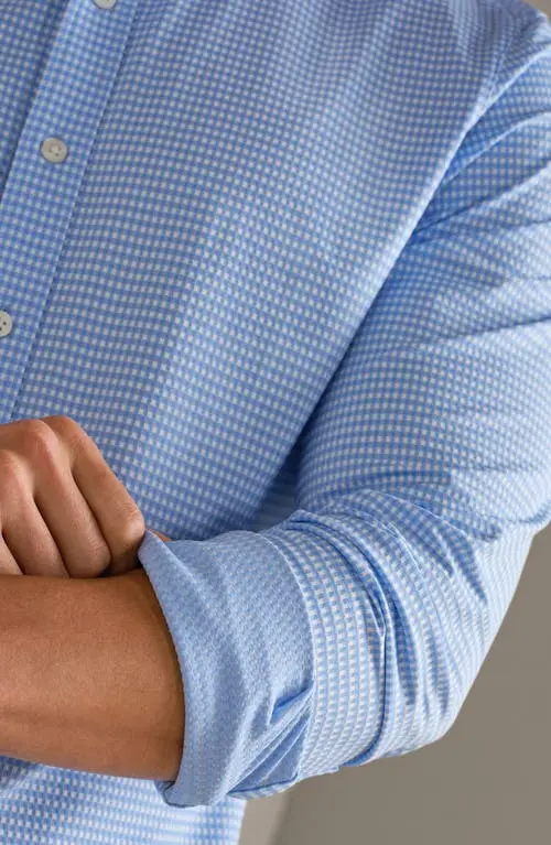 RHONE Commuter Slim Fit Gingham Check Performance Button-up Shirt - Light Blue Gingham