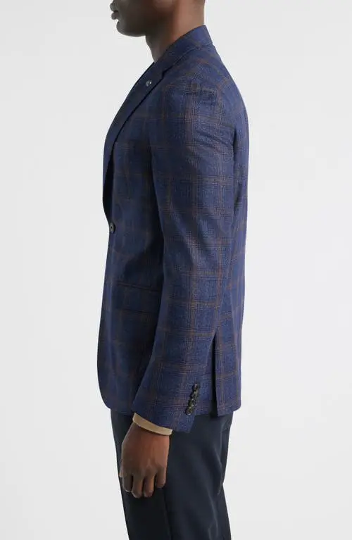JACK VICTOR Midland Contemporary Fit Plaid Sport Coat - Navy