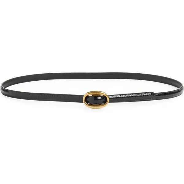 Saint Laurent Logo Buckle Leather Belt - Black