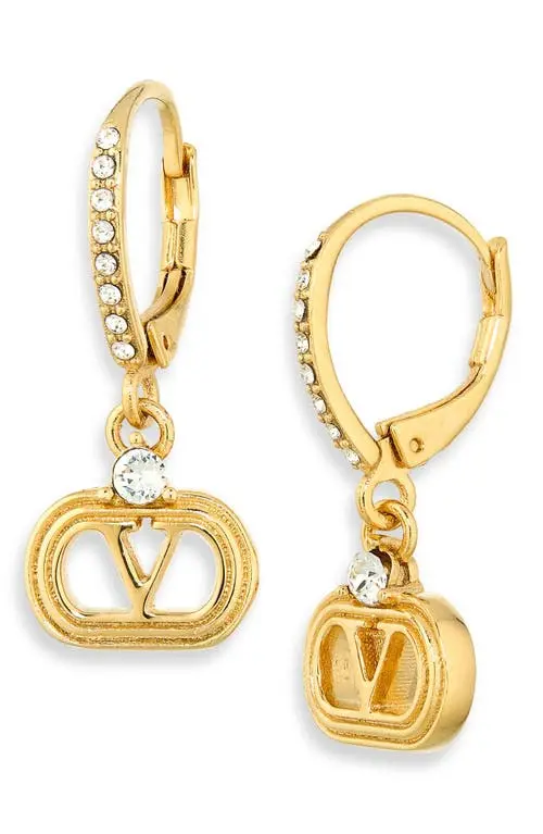Valentino Garavani Ovalette Vlogo Drop Earrings - Gold