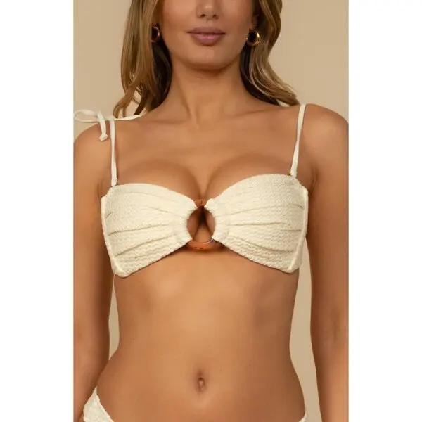 MONTCE Tori Tie Strap Bandeau Bikini Top - Cream