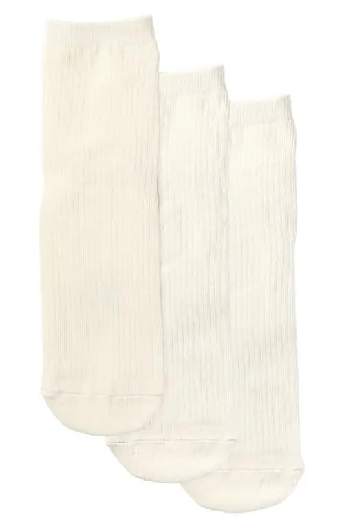 STEMS Everyday 3-pack Cotton Blend Rib Ankle Socks - Cream