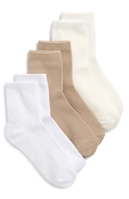 STEMS Everyday 3-pack Cotton Blend Rib Ankle Socks - Neutrals