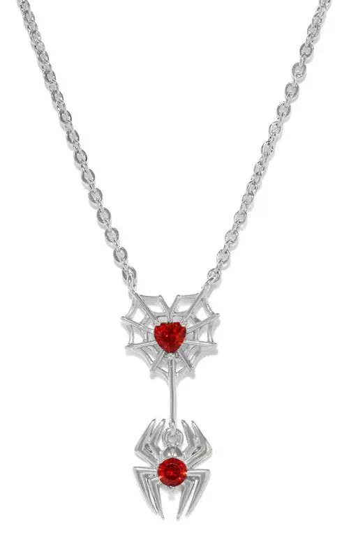 GIRLS CREW Marvel Spider-man Web Of Love Pendant Necklace - Silver
