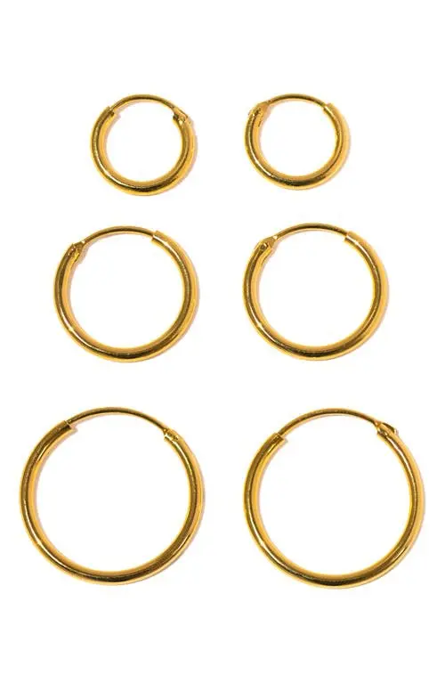 GIRLS CREW Endless Hoops Set Of 3 Hoop Earrings - Gold