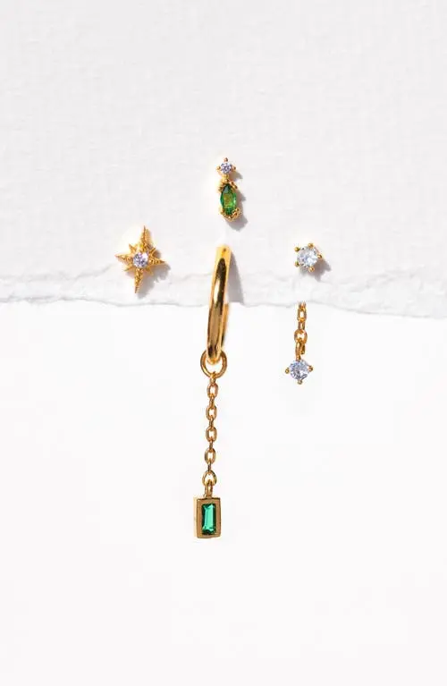 GIRLS CREW Emerald Dreamscape Mismatched Stud Earrings Set Of 4