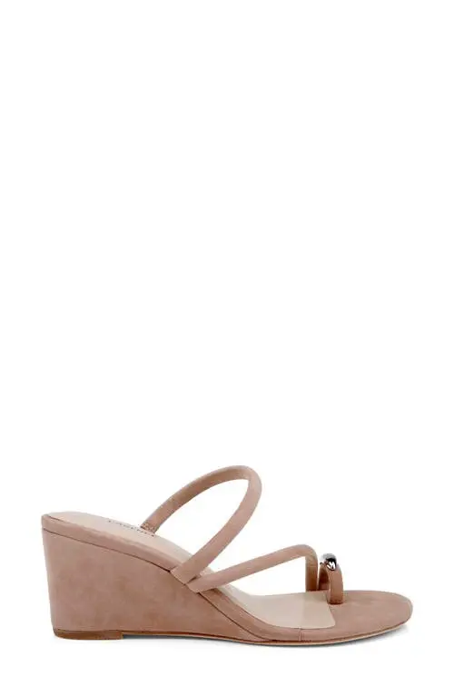 L'Agence Maritza Wedge Slide Sandal - Cappuccino Suede
