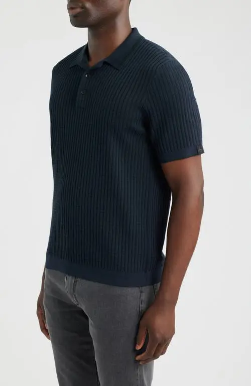 Rag & Bone Harvey Rib Polo Sweater - Navy