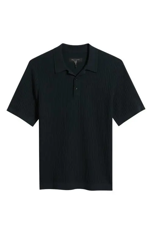 Rag & Bone Harvey Rib Polo Sweater - Navy