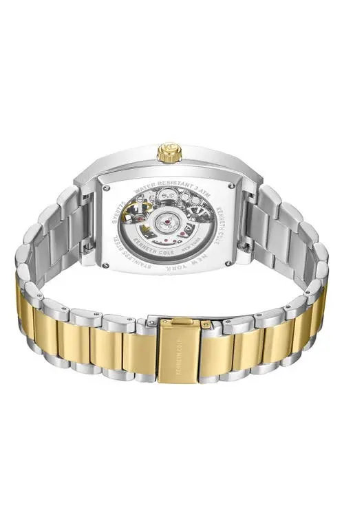 KENNETH COLE The Hollis Tonneau Skeleton Automatic Bracelet Watch - Multi