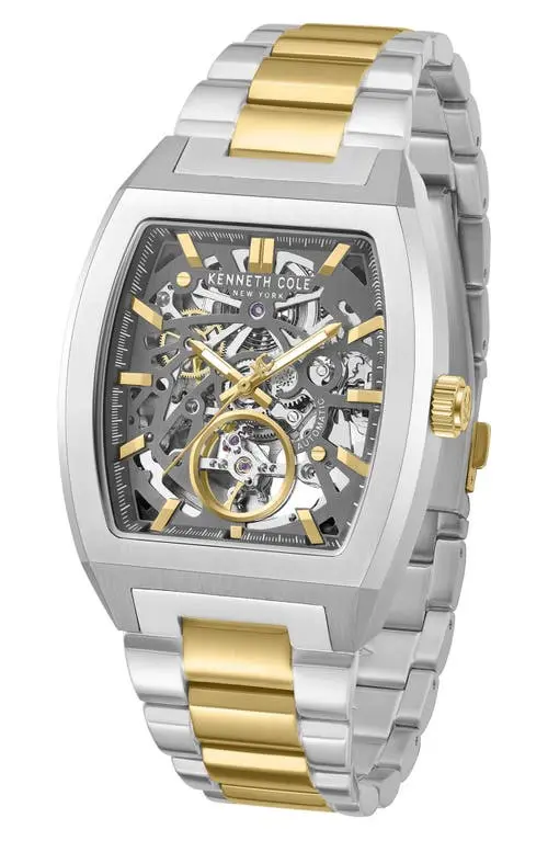 KENNETH COLE The Hollis Tonneau Skeleton Automatic Bracelet Watch - Multi