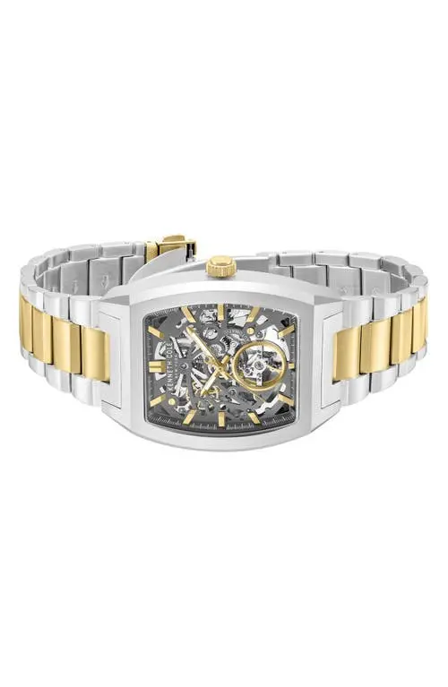 KENNETH COLE The Hollis Tonneau Skeleton Automatic Bracelet Watch - Multi