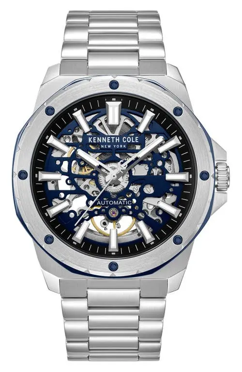 KENNETH COLE Skeleton Automatic Bracelet Watch - Silver