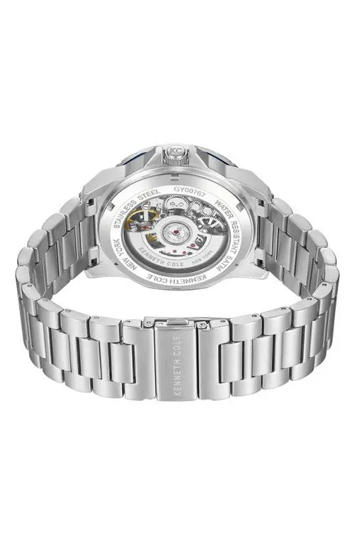 KENNETH COLE Skeleton Automatic Bracelet Watch - Silver