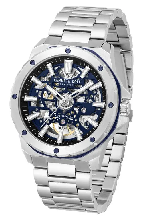 KENNETH COLE Skeleton Automatic Bracelet Watch - Silver