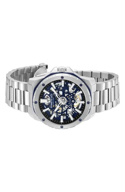 KENNETH COLE Skeleton Automatic Bracelet Watch - Silver