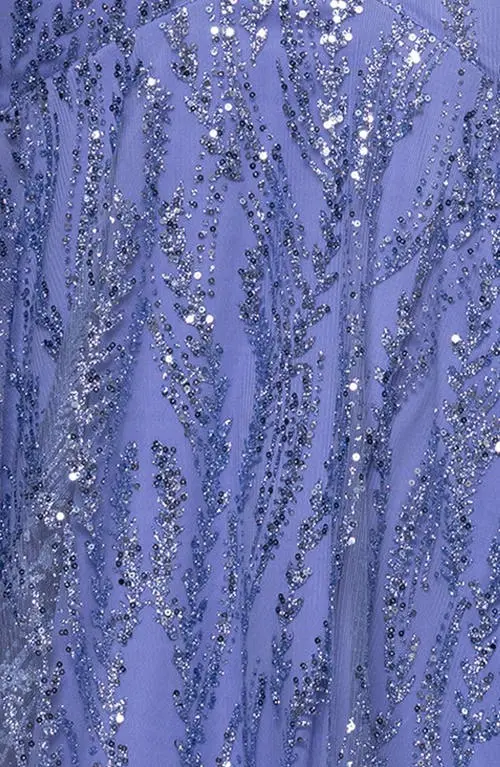 BLONDIE NITES Sequin Illusion Bodice Mermaid Gown - Periwinkle