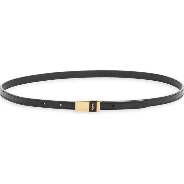 Saint Laurent Logo Leather Belt - Black