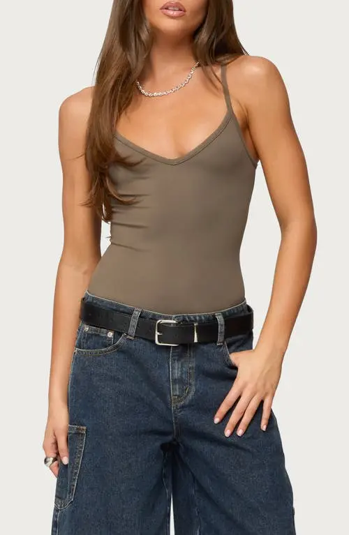 EDIKTED Fitted Bodysuit - Olive