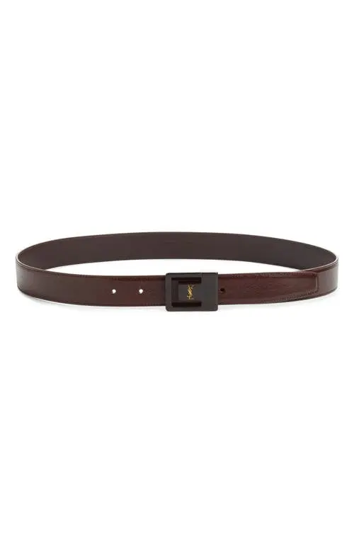 Saint Laurent La 66 Resin Buckle Calfskin Leather Belt - Red Tan/brown