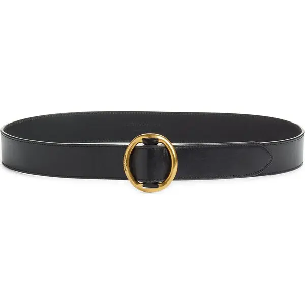 Saint Laurent Oval Buckle Leather Belt - Black