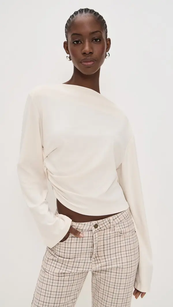 Lioness Long Sleeve Tee With Ruching Detail
