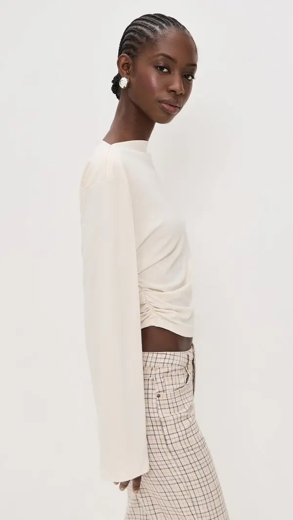 Lioness Long Sleeve Tee With Ruching Detail