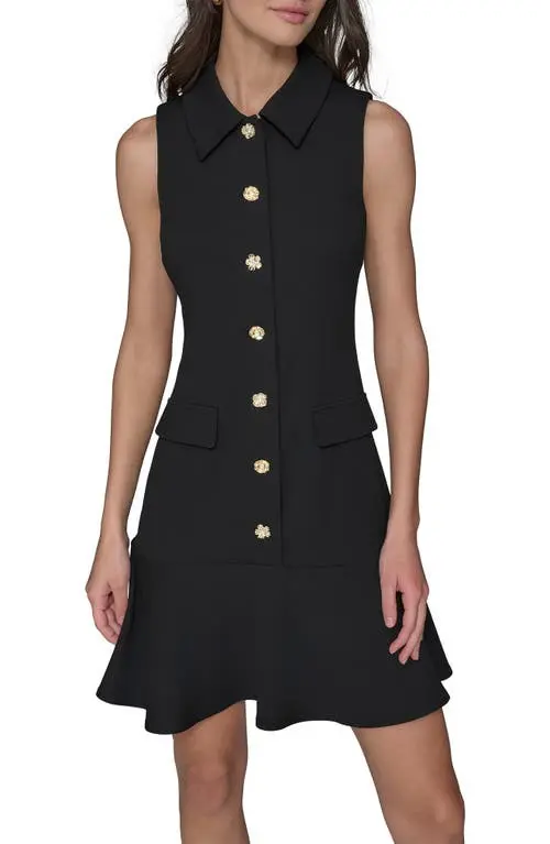 Karl Lagerfeld Floral Button Scuba Crepe Shirtdress