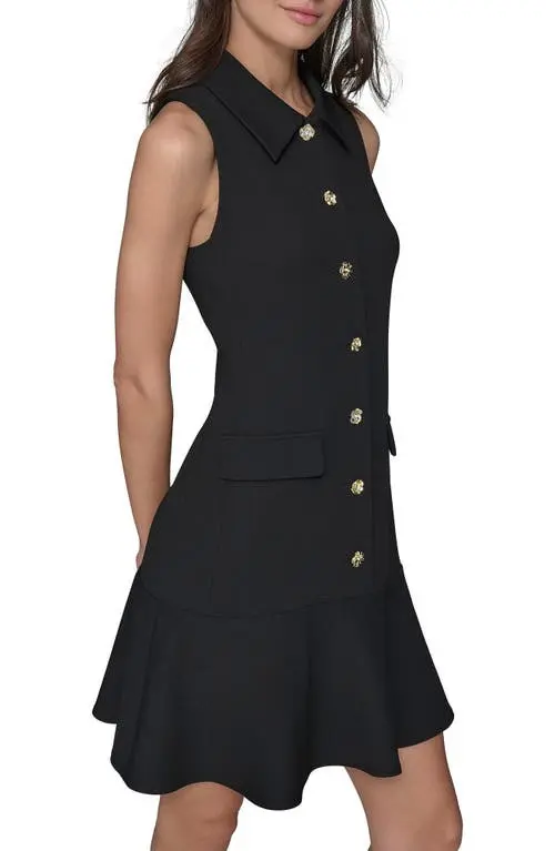 Karl Lagerfeld Floral Button Scuba Crepe Shirtdress