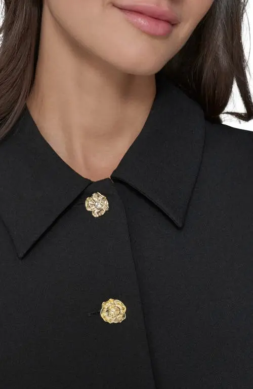 Karl Lagerfeld Floral Button Scuba Crepe Shirtdress