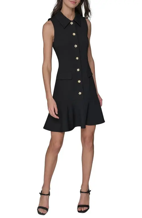 Karl Lagerfeld Floral Button Scuba Crepe Shirtdress
