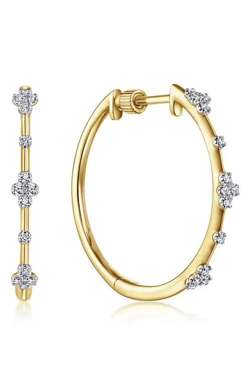 GABRIEL & CO. Classic Diamond Hoop Earrings - Gold