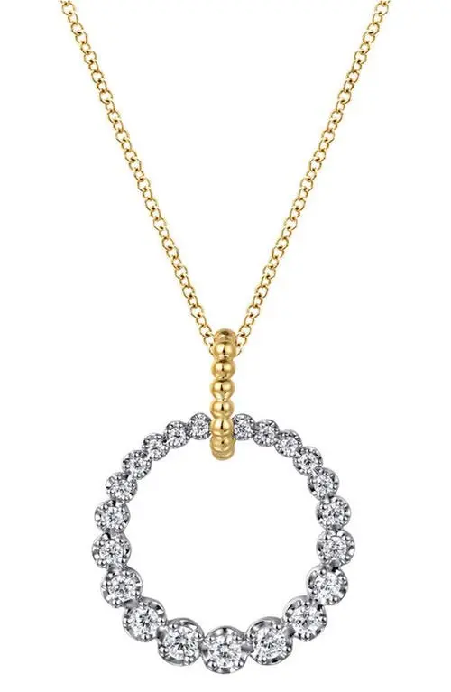 GABRIEL & CO. Diamond Circle Pendant Necklace - Two Tone
