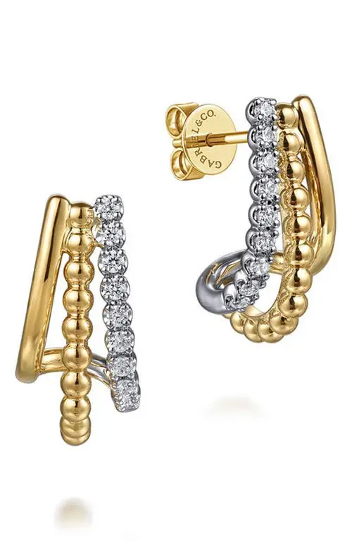 GABRIEL & CO. Bujukan Beaded Layered J-hoop Earrings - Two Tone