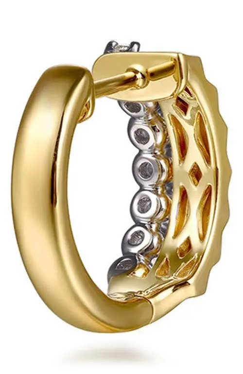 GABRIEL & CO. Diamond & Diamond-cut Huggie Hoop Earrings