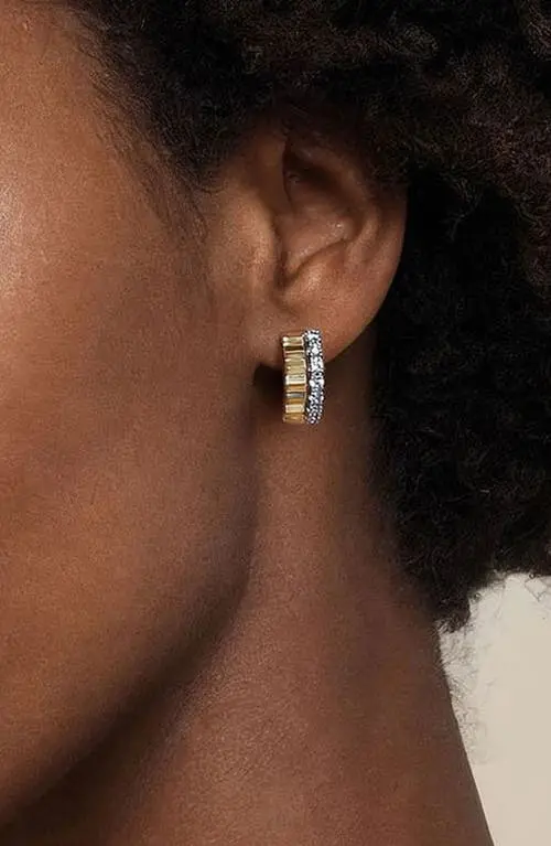 GABRIEL & CO. Diamond & Diamond-cut Huggie Hoop Earrings