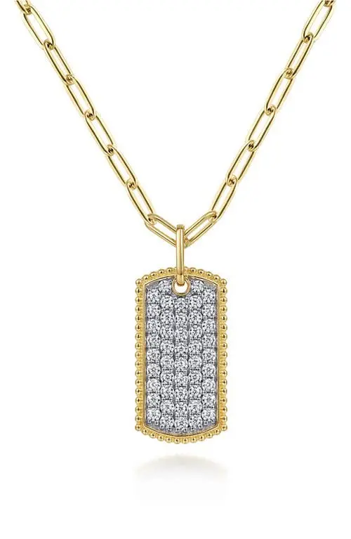 GABRIEL & CO. Diamond Dog Tag Pendant Necklace - Gold