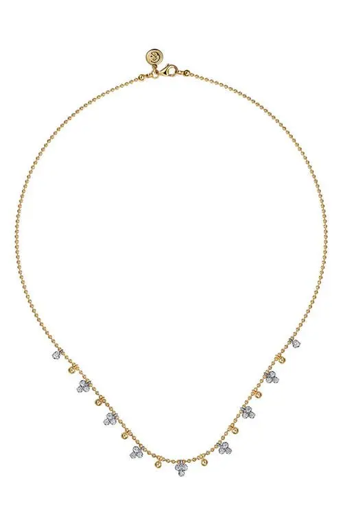 GABRIEL & CO. Diamond & Bead Droplet Necklace
