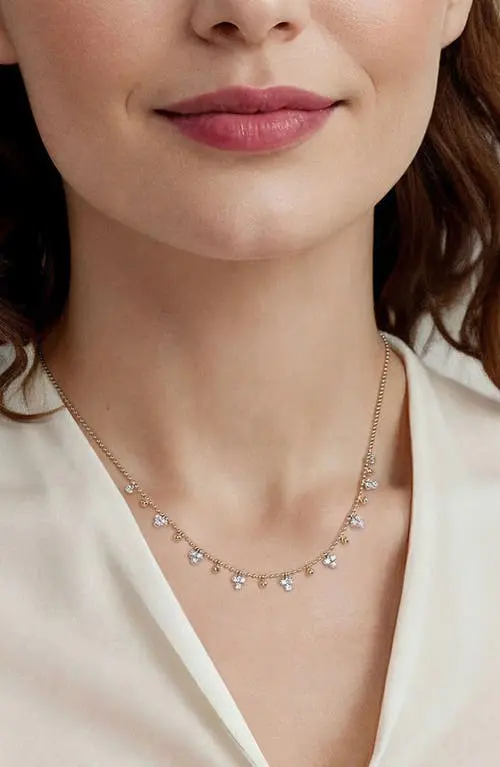Gabriel & Co. Beaded Diamond Droplet Necklace In 14k Gold