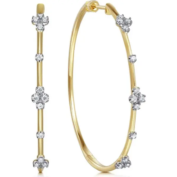 GABRIEL & CO. Classic Diamond Hoop Earrings - Gold