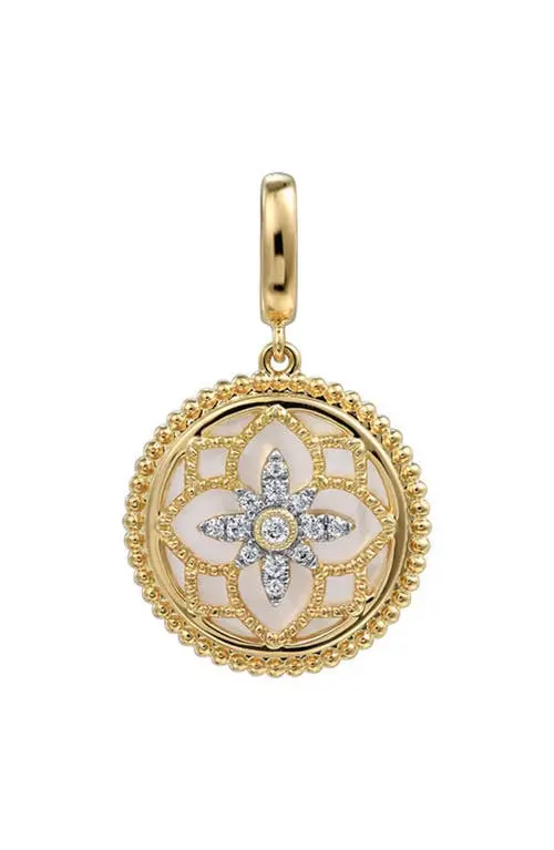 GABRIEL & CO. Diamond And Mother-of-pearl Medallion Charm - Gold
