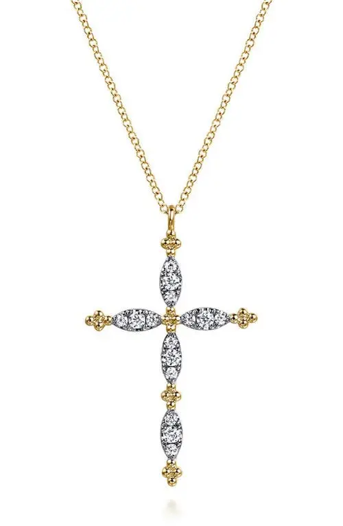 GABRIEL & CO. Diamond Cross Pendant Necklace - Gold