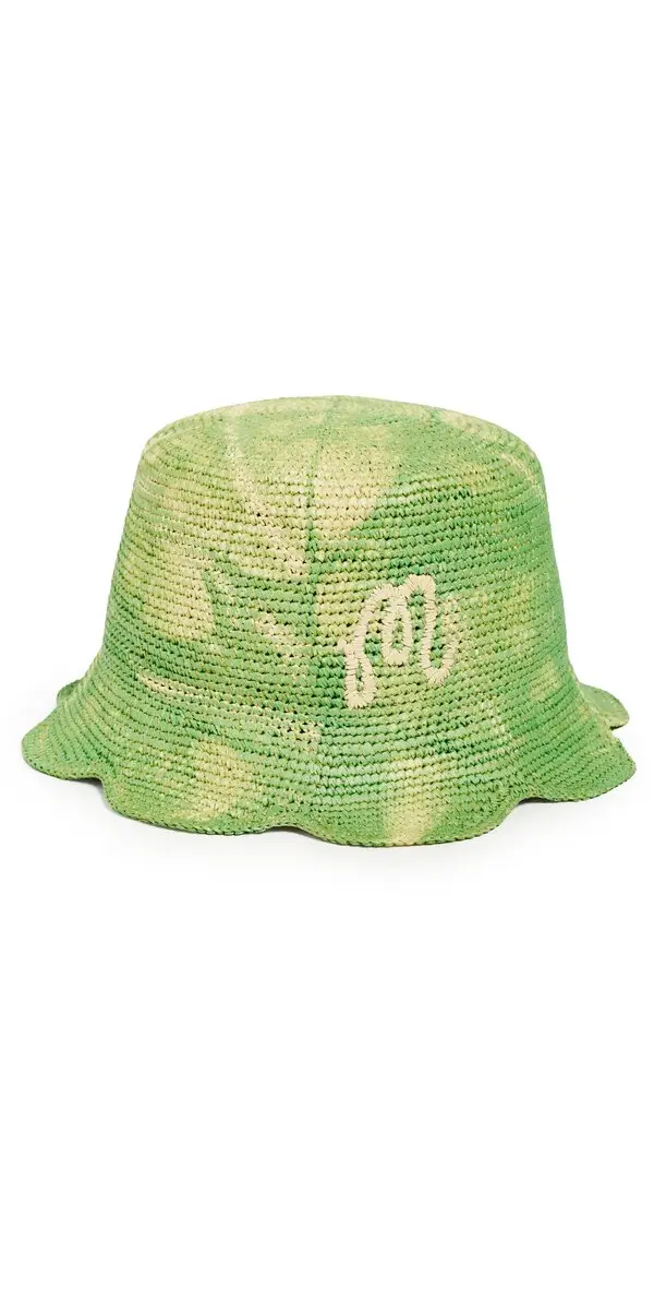 MALBON X Grateful Stealie Straw Hat - Green Tie Dye